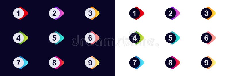 Colorful Numbered Icons for Presentations Infographics Lists and Step ...