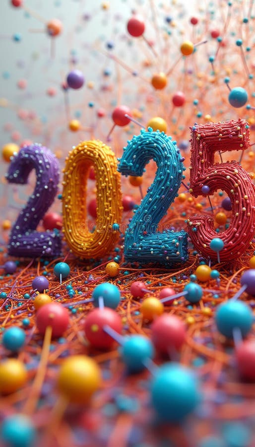 Colorful 2025 Numbers Amidst Vibrant Abstract Background Stock Photo ...