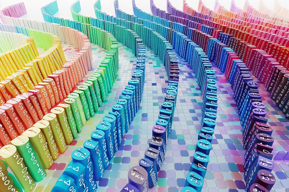 Colorful Numbers Arranged in Rows and Columns, Forming an Endless ...