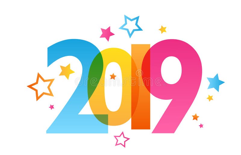 2019 Colorful Numbers Banner Stock Illustration - Illustration of ...