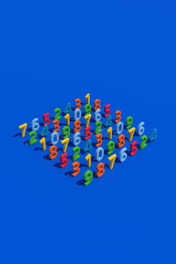 Colorful Numbers. Blue Background, Abstract Illustration, 3d Render ...