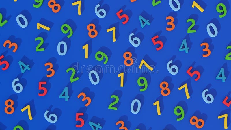 Colorful Numbers. Blue Background, Abstract Illustration, 3d Render ...