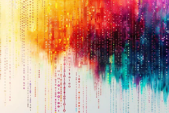 Colorful Numbers in the Form of Binary Code are Arranged To Create an ...