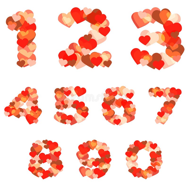 Colorful Numbers Made of Hearts Stock Vector - Illustration of ...