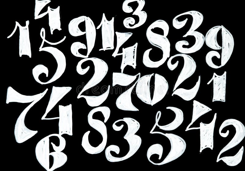 Colorful Numbers Set. Abstract Background. Numbers Hand Written. Stock ...