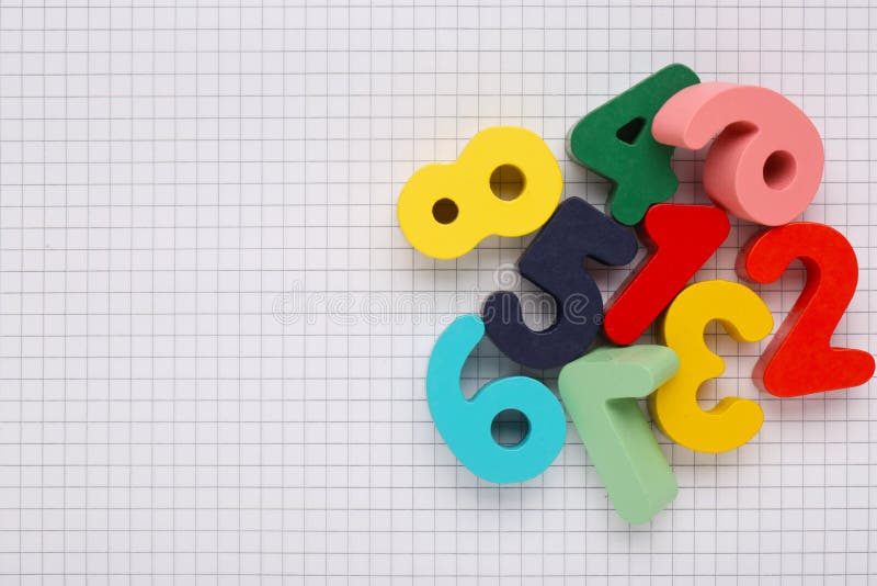 Colorful Numbers on Sheet of Grid Paper, Flat Lay. Space for Text Stock ...