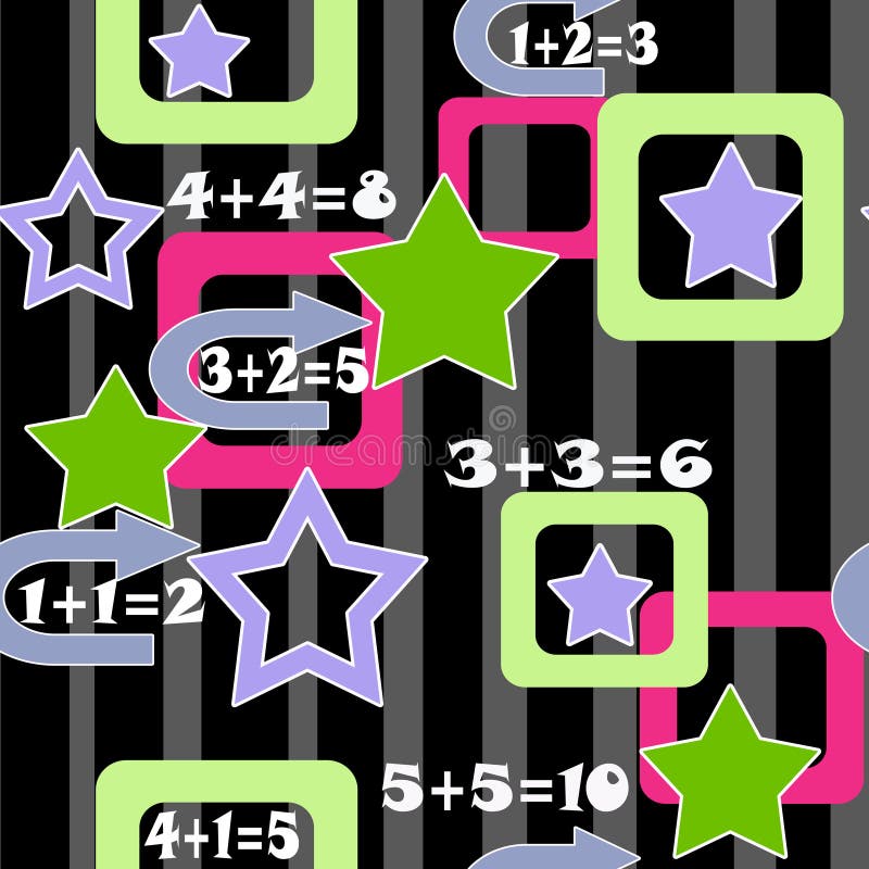 Colorful Numbers and Stars Kids Background Seamless Pattern Stock ...