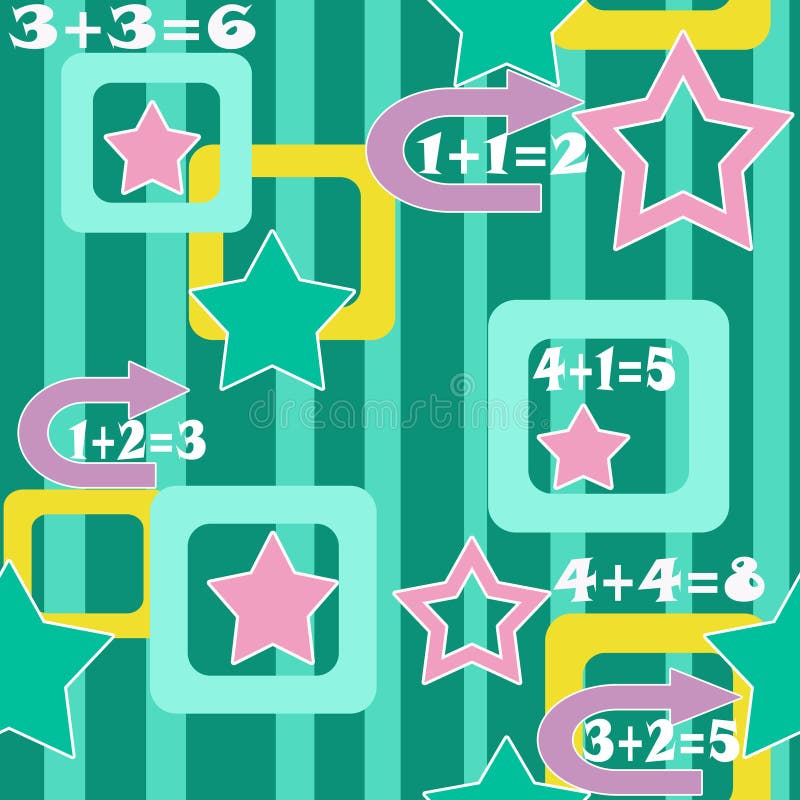 Colorful Numbers and Stars Kids Background Seamless Pattern Stock ...