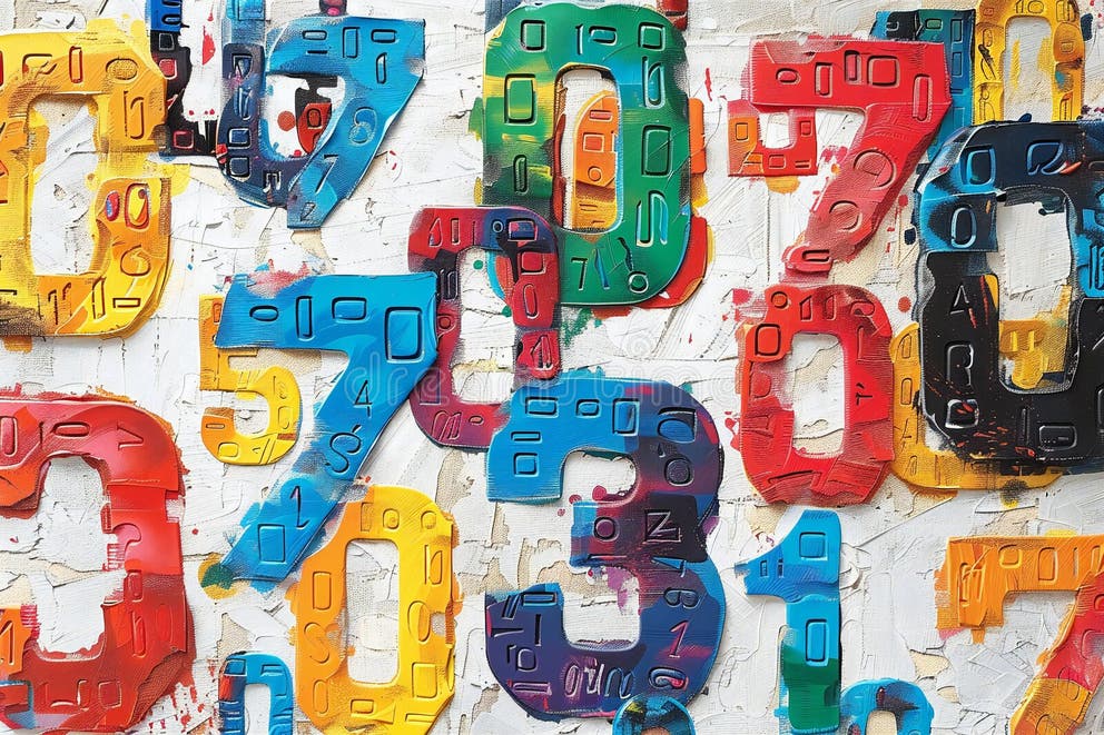 Colorful Numbers in Various Sizes Arranged on a White Background ...