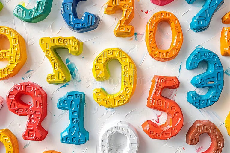 Colorful Numbers in Various Sizes Arranged on a White Background ...