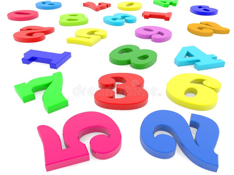 Colorful Numbers on White Background Stock Illustration - Illustration ...