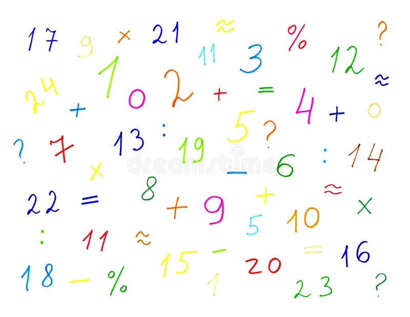 Colorful Numerals and Symbols Stock Illustration - Illustration of ...