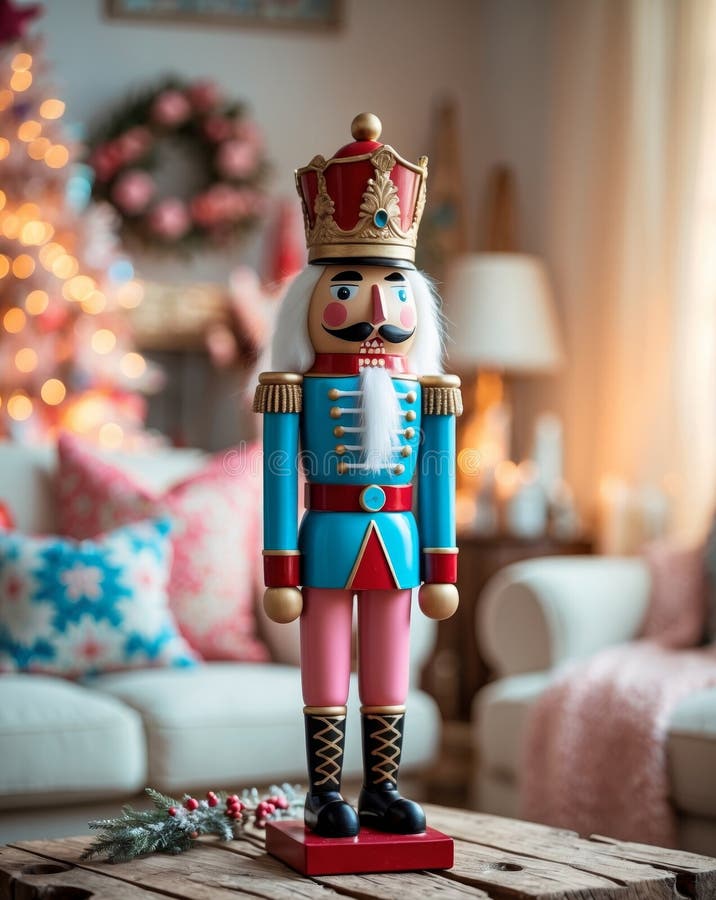 Colorful Nutcracker Figure in Festive Living Room Setting Stock Photo ...