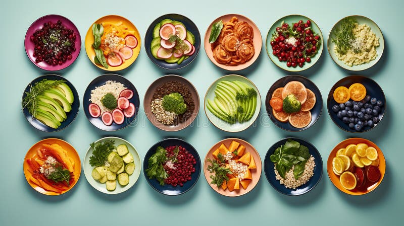 Colorful and Nutritious Meals for a Balanced Diet. Generative Ai Stock ...