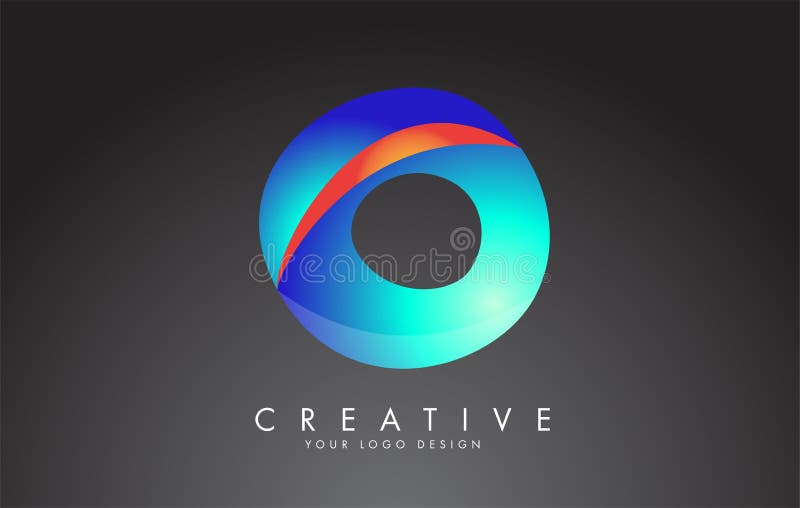 Colorful O Letter Logo with Twisted Lines Effect. Rounded Font Style ...