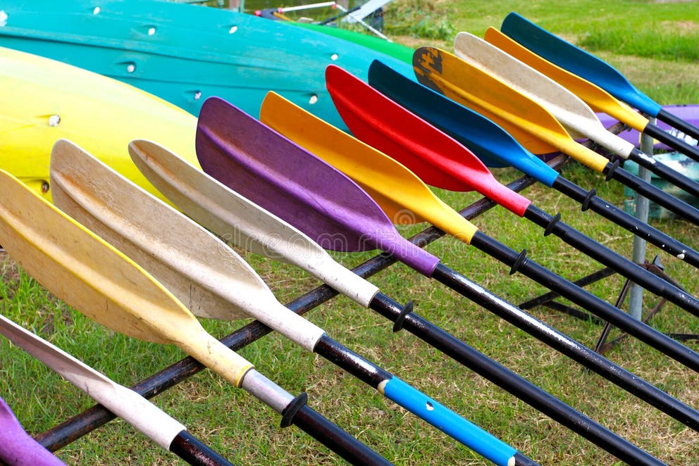 Colorful oars stock image. Image of canoe, action, green - 15210389