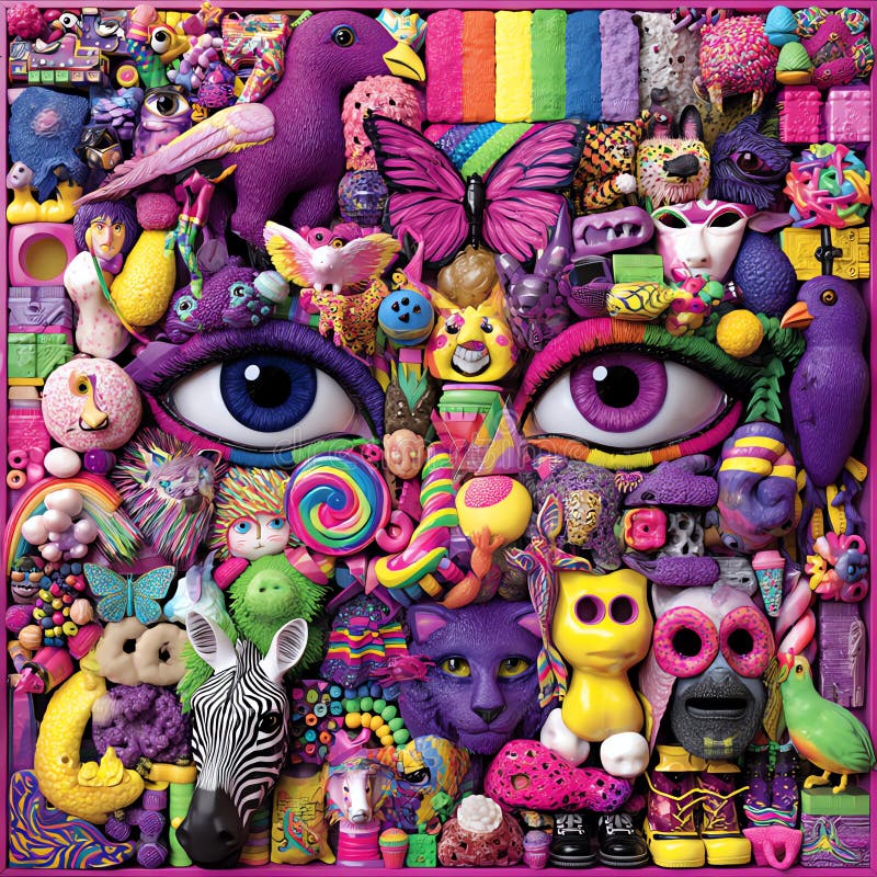 Colorful Objects Collage Arrangement Vibrant Art Stock Illustration ...