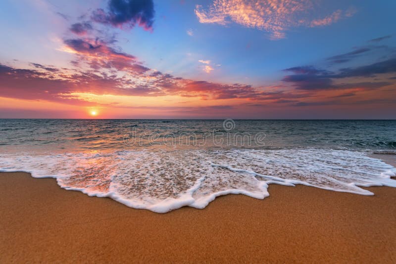 Colorful Ocean Beach Sunrise. Stock Photo - Image of cayman, barbados ...