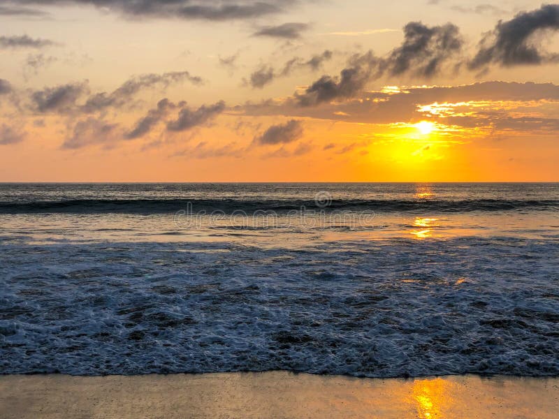 Colorful Ocean Beach Sunset Facing the Sun Stock Image - Image of late ...