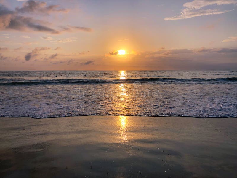 Colorful Ocean Beach Sunset Facing the Sun Stock Image - Image of dawn ...