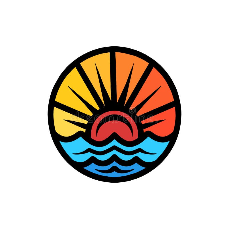 Colorful Ocean Logo Vector Design Illustration Emblem Stock Vector ...