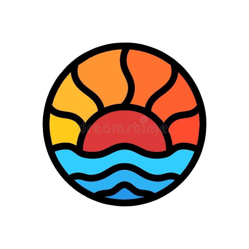 Colorful Ocean Logo Vector Design Illustration Emblem Stock Vector ...