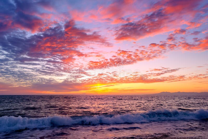 Sunset ocean Clouds stock image. Image of beauty, dawn - 190410487