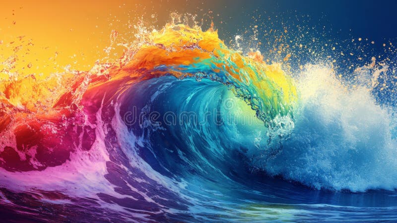 Colorful Ocean Wave Artwork Stock Image - Image of nature, marine ...