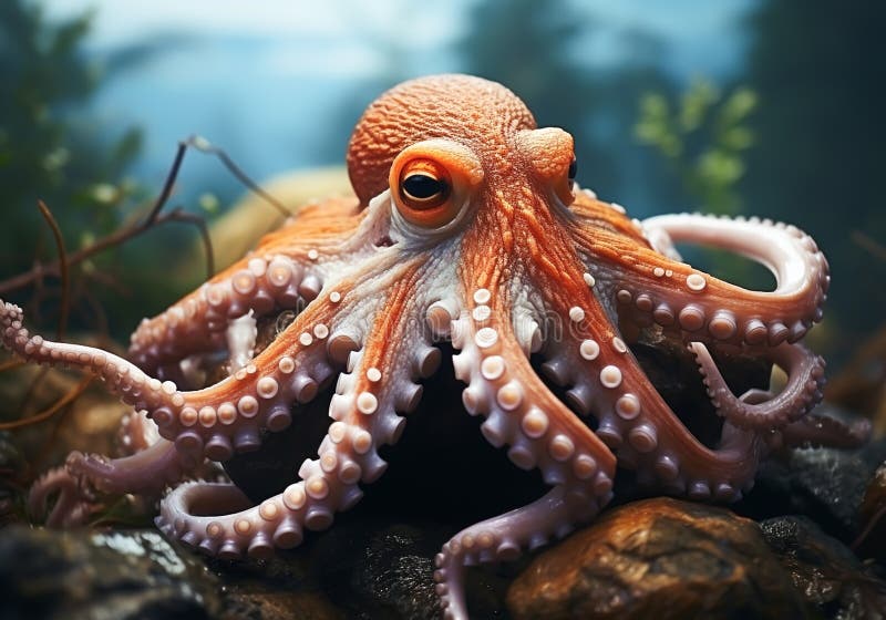 Colorful Octopus in the Ocean. Underwater Life Stock Illustration ...