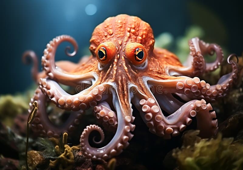Colorful Octopus in the Ocean. Underwater Life Stock Illustration ...
