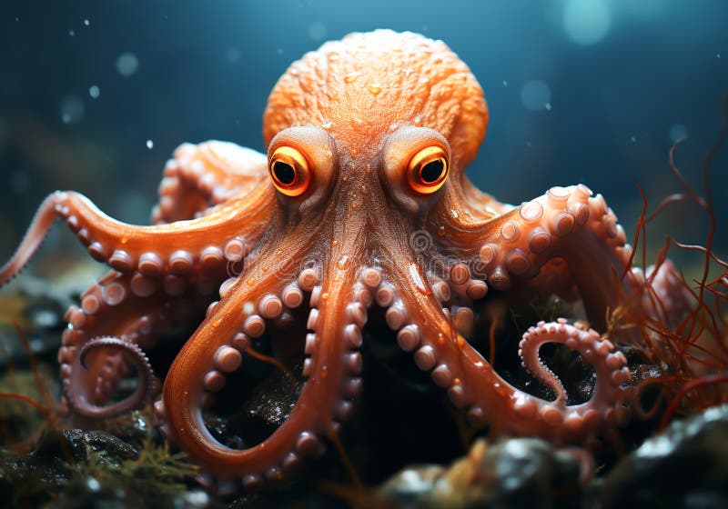 Colorful Octopus in the Ocean. Underwater Life Stock Illustration ...