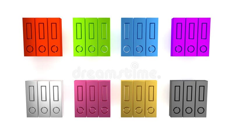 Colorful Office Folders with Papers and Documents Icon Isolated on ...