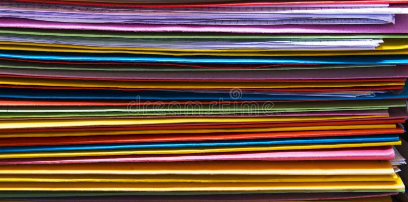 Colorful Office Folders Unsorted Stock Image - Image of organize ...