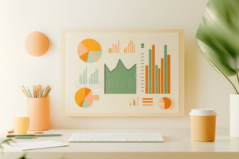 Colorful Office Workspace Design Stock Illustration - Illustration of ...