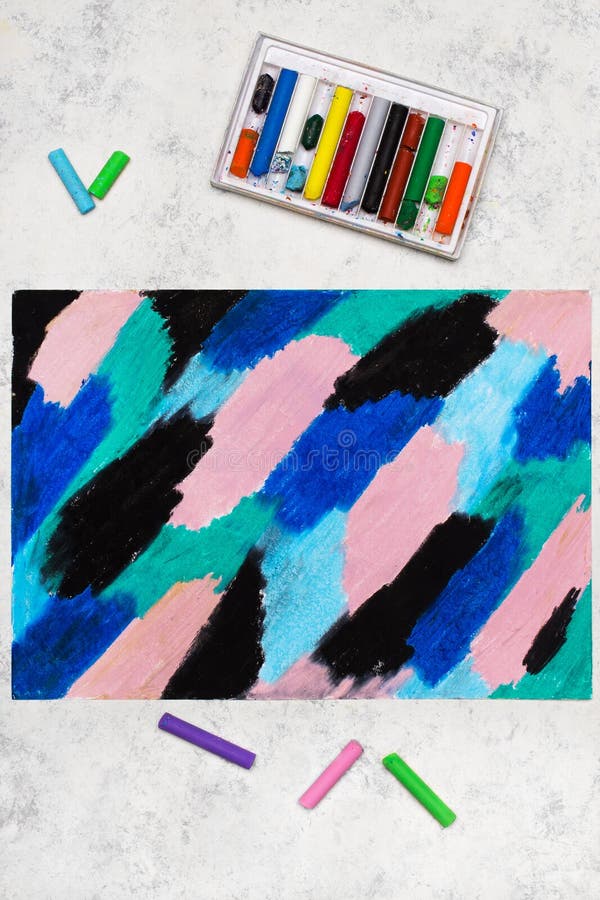 Oil Pastel Drawing. Abstract Patterns Stock Photo - Image of paint ...