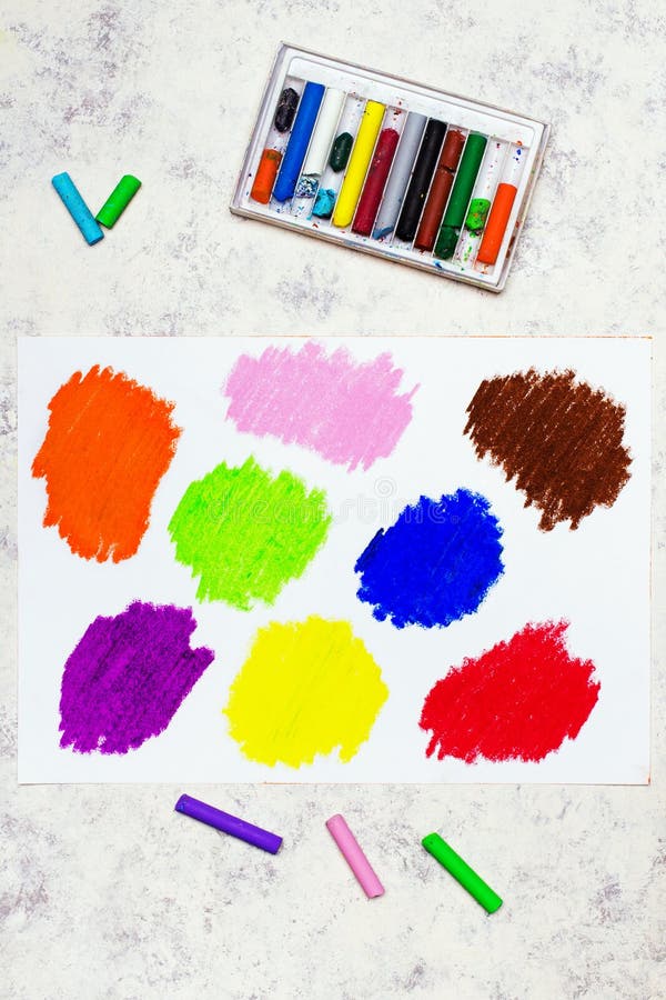 Oil Pastel Drawing. Abstract Patterns Stock Photo - Image of blue ...