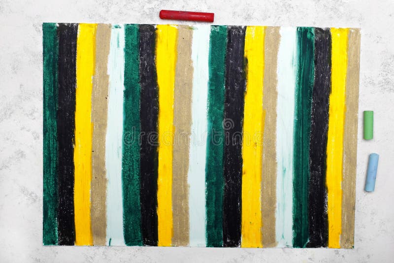 Oil Pastel Drawing. Abstract Striped Patterns Stock Image - Image of ...