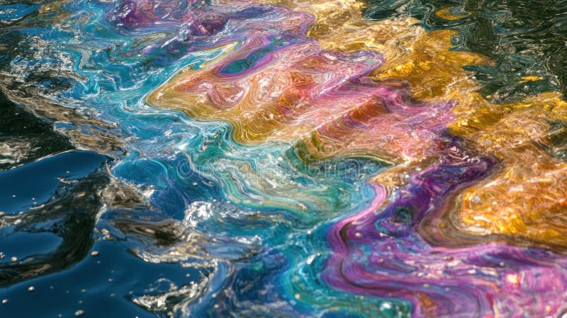 Colorful Oil Slick on Water, this Image Was Created with Artificial ...