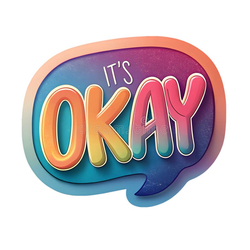 Colorful Okay Message with Rainbow Gradient Letters on Transparent ...