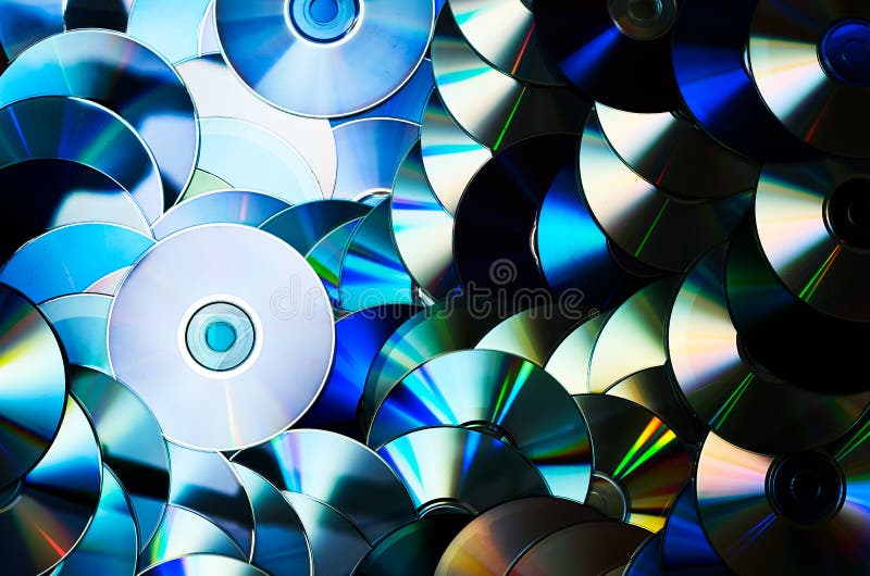 Colorful Old CD DVD Optical Disk Storage Medium with Dust. Focused ...