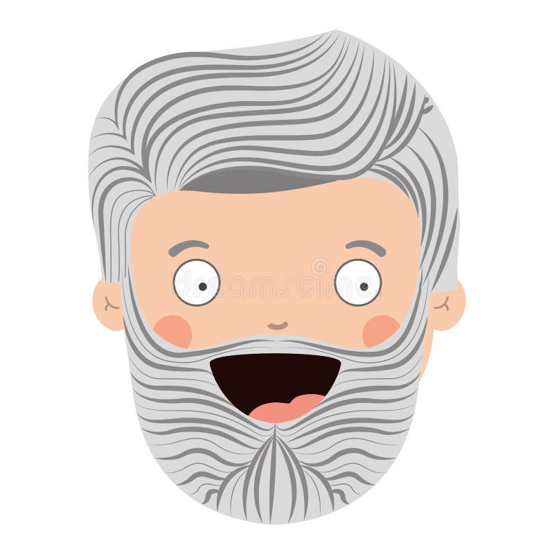 Colorful Old Man Head with Beard and Smiling Face Stock Vector ...