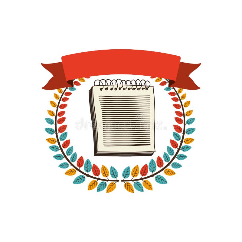 Colorful Olive Crown with Ribbon and Spiral Notebook Opened Stock ...