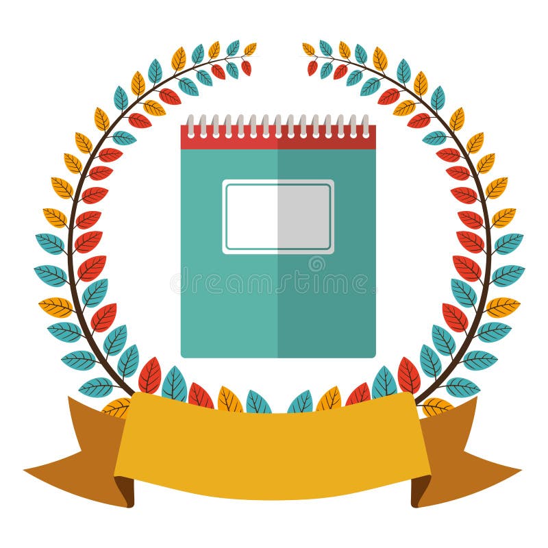Colorful Olive Crown with Ribbon and Spiral Notebook Stock Vector ...