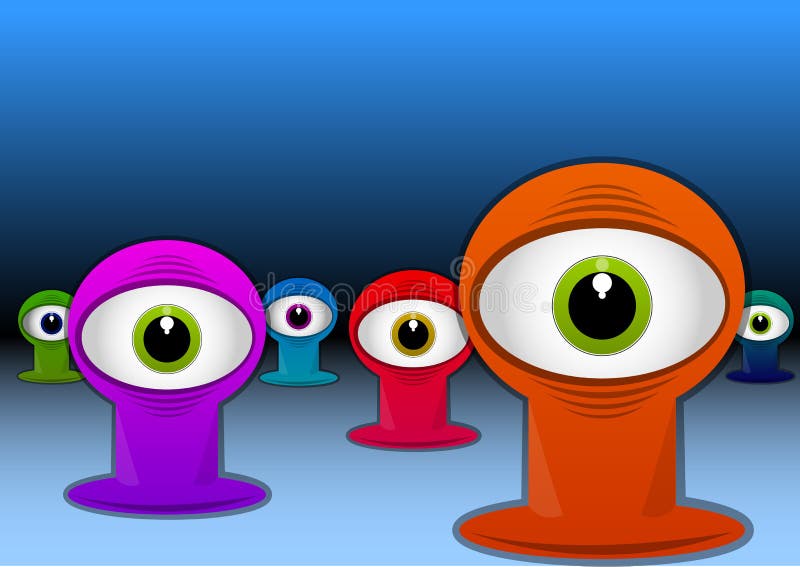 Colorful One-eyed Creatures, Illustration Stock Vector - Illustration ...