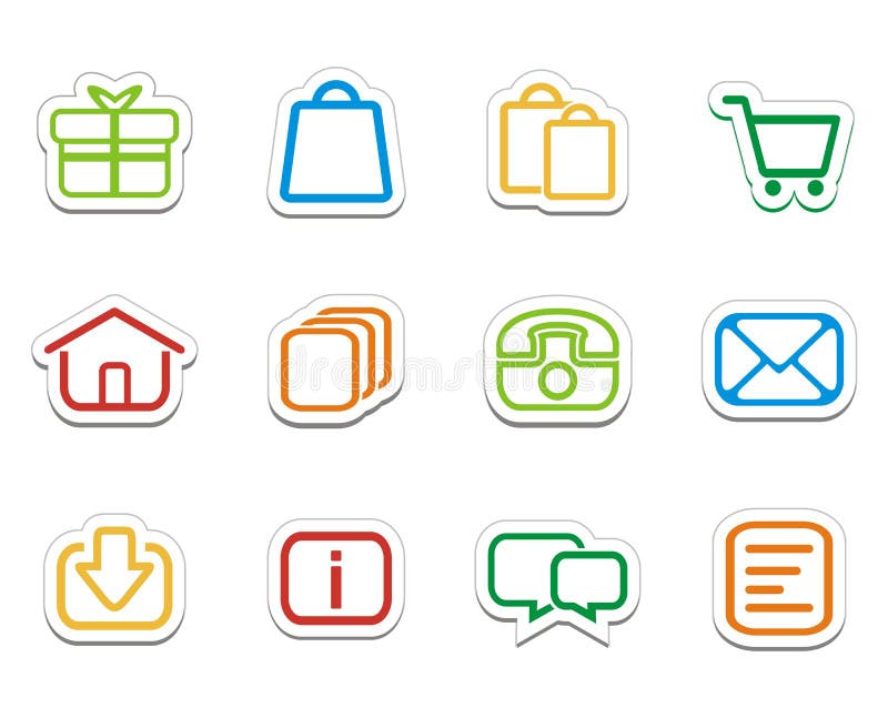 Colorful Online Shop Stickers - Icons Stock Vector - Illustration of ...