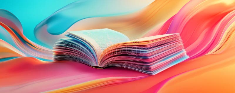 Colorful Open Book with Flowing Abstract Background, Artistic ...