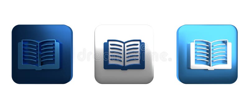 Colorful Open Book Icon Isolated on White Background. Square Button ...