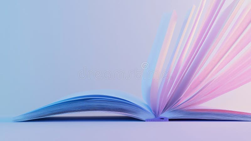 Colorful Open Book with Pages in Motion on a Soft Gradient Background ...
