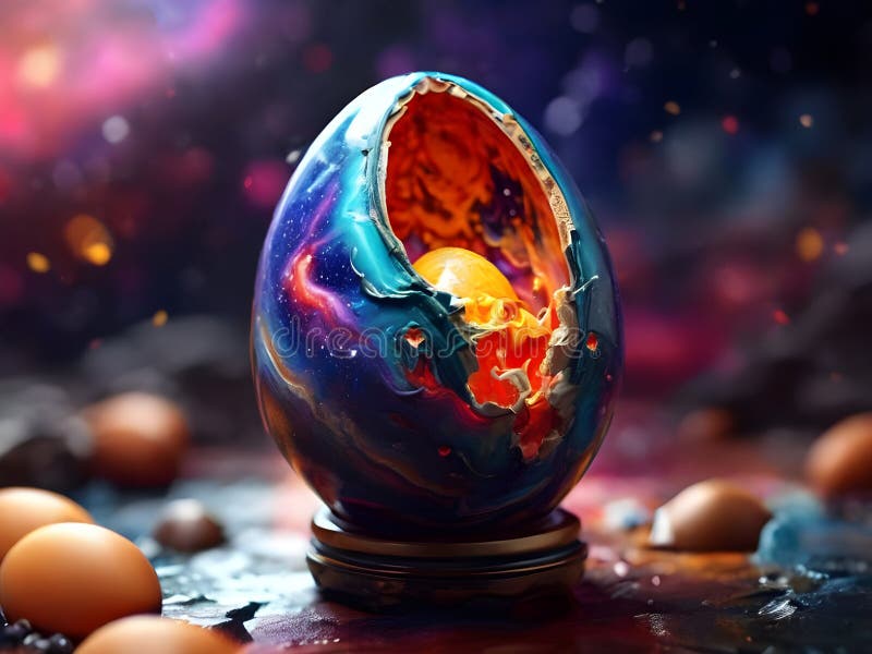 Colorful Open Easter Egg, Galaxy in Easter Egg, Planet Earth in Egg ...