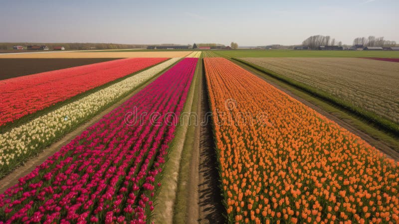 Colorful Open Field with Beautiful Tulips. Generative AI Stock Image ...